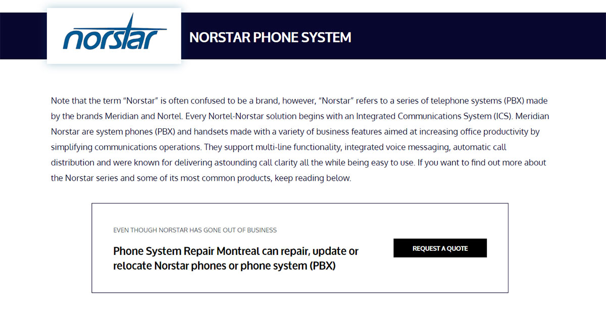 Norstar phone or phone system repair, upgrade, relocate
